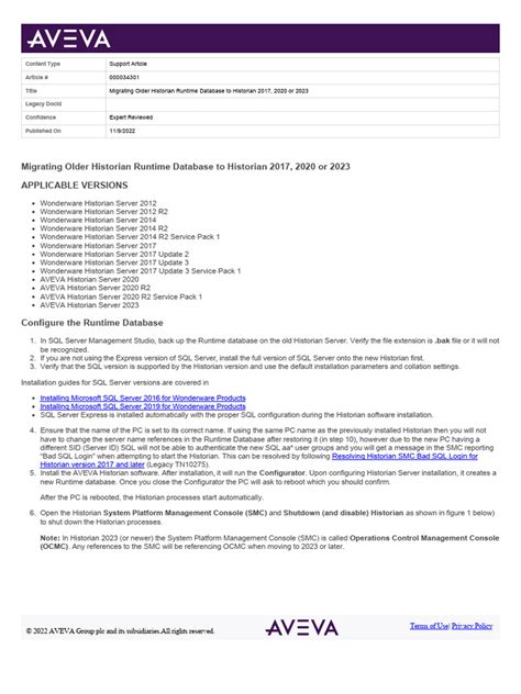 Migrating Older Historian Runtime Database To Historian 2017 2020 Or 2023 Pdf Databases