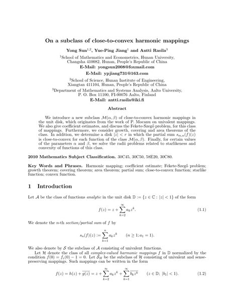PDF On A Subclass Of Close To Convex Harmonic Mappings