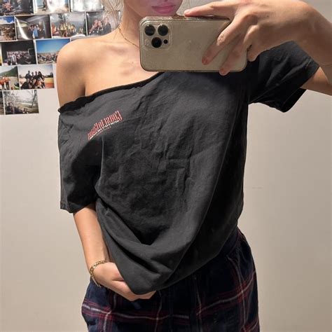 Graphic Tee Cut Off The Shoulder Baggy So It Fits Depop