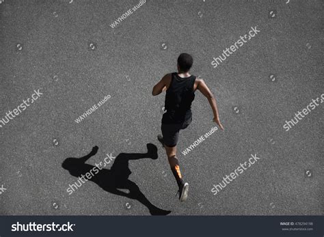 Top View Running Man Sprinting Success Stock Photo Edit Now