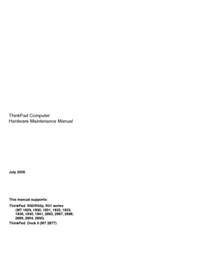Lenovo Thinkpad R50 R50p R51 Service Manual Repair Schematics