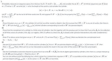 Solved Probability Measures On Sequence Space As In Chegg Com