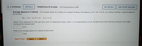 Solved Average Speed Of A Vehicle The Average Speed Of A Chegg