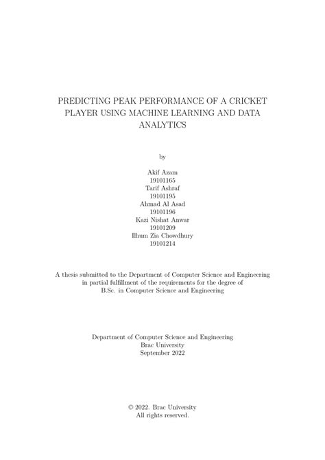 Pdf Predicting Peak Performance Of A Cricket Player Using Machine Learning And Data Analytics