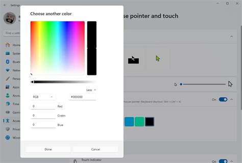 Как изменить цвет индикатора указателя мыши в Windows 11