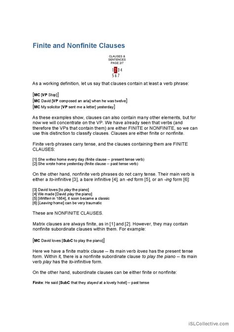 Finite And Nonfinite Clauses English Esl Worksheets Pdf And Doc