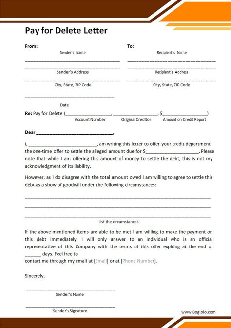》free Pay For Delete Letter Template Word