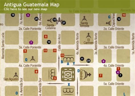 Map Of Downtown Antigua Guatemala Antigua Guatemala Map Printable