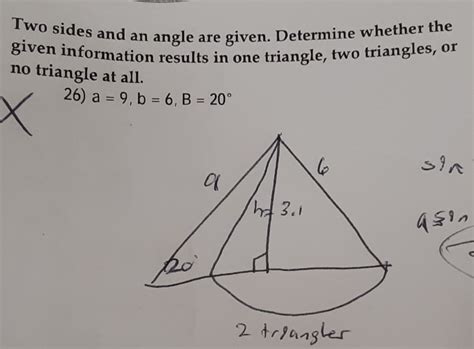 solved two sides and an angle are given determine whether