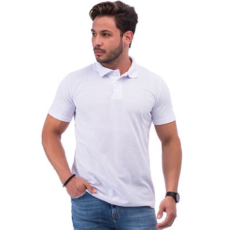 Camisa Polo Masculina Branca Tech Malhas