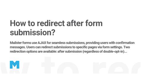 How To Redirect After Form Submission Mailster Knowledge Base
