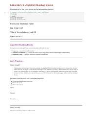 Lab06 Pdf Laboratory 6 Algorithm Building Blocks Complete All Of The