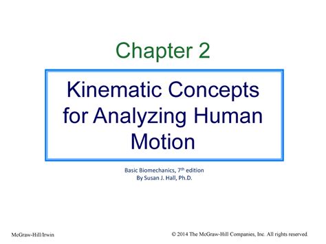 Lecture Notes Lecture Basic Biomechanics Chapter Chapter Kinematic Concepts For