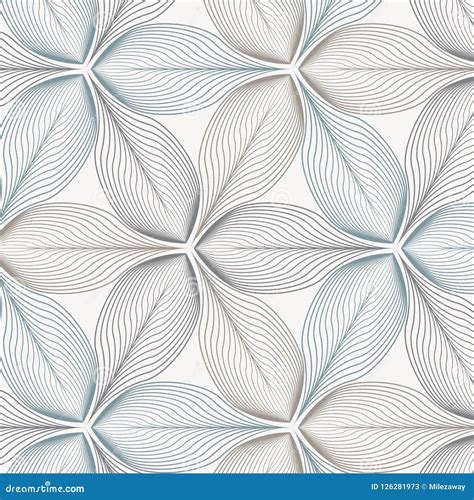 Linear Vector Pattern Repeating Abstract Leaves Gray Line Of Leaf Or