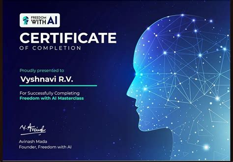 vyshnavi r v on linkedin successfully completed an ai masterclass