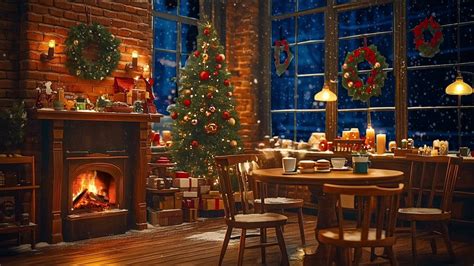 편안한 크리스마스 재즈 2025 🎄 눈 내리는 아늑한 커피숍 음악과 벽난로 휴식 업무 공부 Youtube