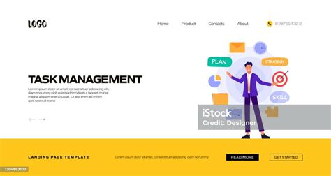 방문 페이지 템플릿 웹 사이트 배너 광고 및 마케팅 자료 온라인 광고 비즈니스 프레젠테이션 등에 대한 작업 관리 개념 벡터 일러스트레이션 경영자에 대한 스톡 벡터 아트 및