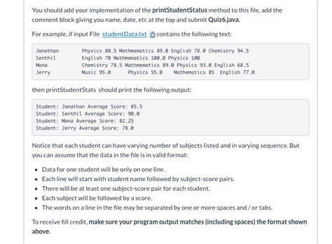 solved download quiz6 java and add implementation of a