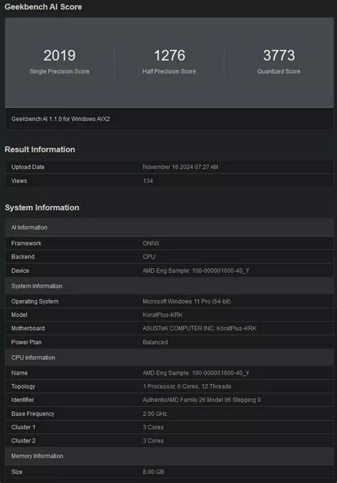 AMD Krackan Point com 6 núcleos Zen 5 aparece em teste de benchmark Adrenaline