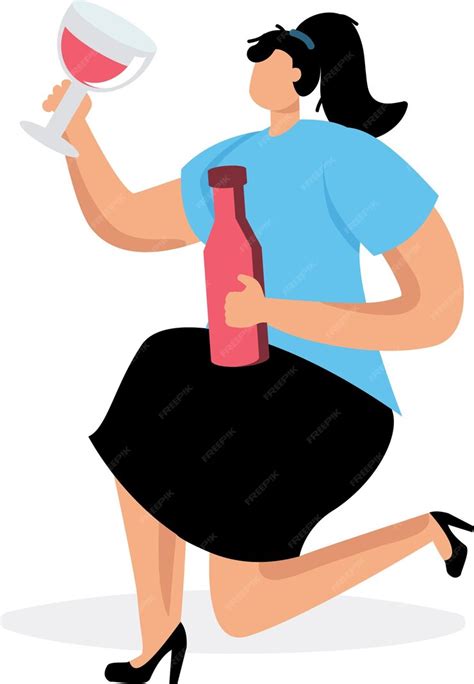 Premium Vector Girl Having Wine Digital Art Of A Woman Drinking Wine