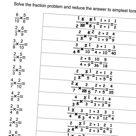 Cross Canceling Fractions Worksheet