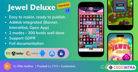 Jewel Deluxe Unity Complete Project Android Ios Admob Codeintra