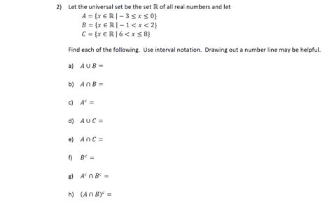 Solved 2 Let The Universal Set Be The Set R Of All Real Chegg Com