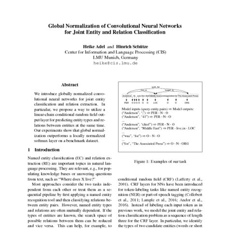 Global Normalization Of Convolutional Neural Networks For Joint Entity And Relation