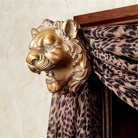 Lion Head Bracket Pair Antique Gold Pair Home And Kitchen