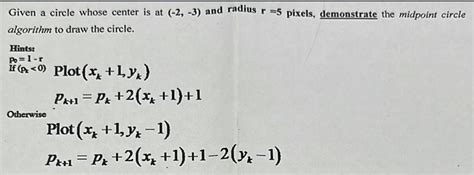 solved given a circle whose center is at 2 3 and radius