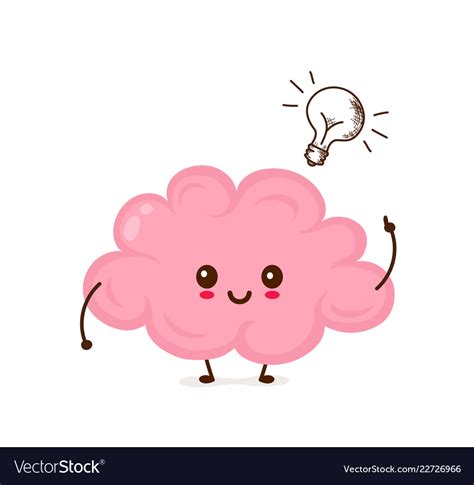 Cute Smiling Happy Funny Brain Royalty Free Vector Image