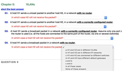 chapter 5 vlans elect the best answer q1 a host h1