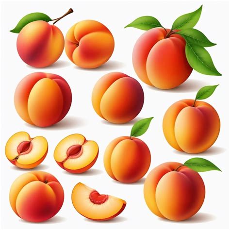Peach Vector Set White Background Isolated A High Premium Ai