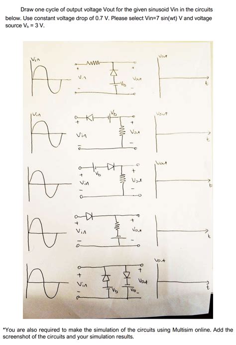 solved draw one cycle of output voltage vout for the given