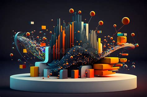 Abstract Presentation Of Graph Chart Pie In 3d Geometric To Represent Business Financial Success