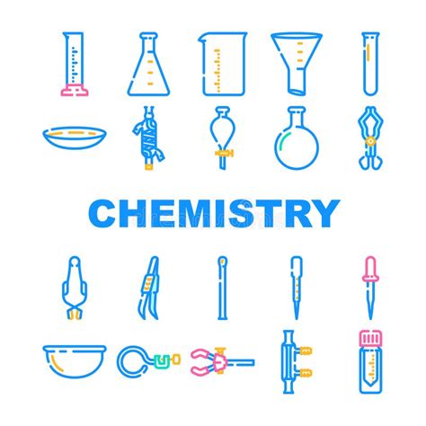 Chemistry Laboratory Flask Test Icons Set Vector Stock Vector Illustration Of Flask Equipment