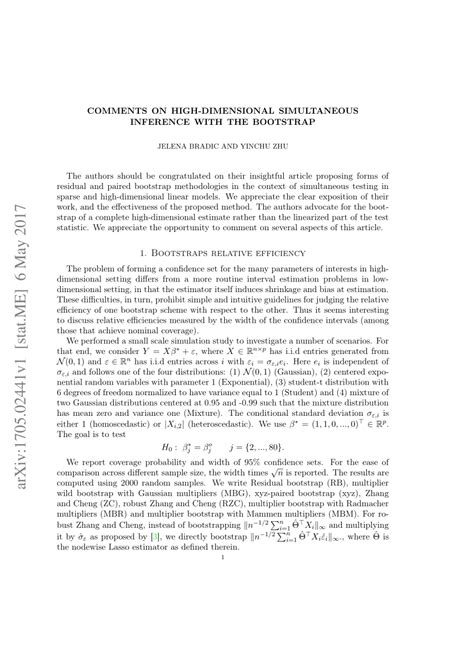 pdf comments on `high dimensional simultaneous inference with the