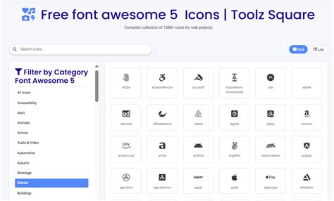 free font awesome 5 icons toolz square
