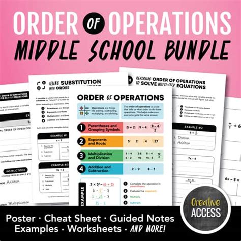 order of operations bundle for evaluating expressions and solving equations