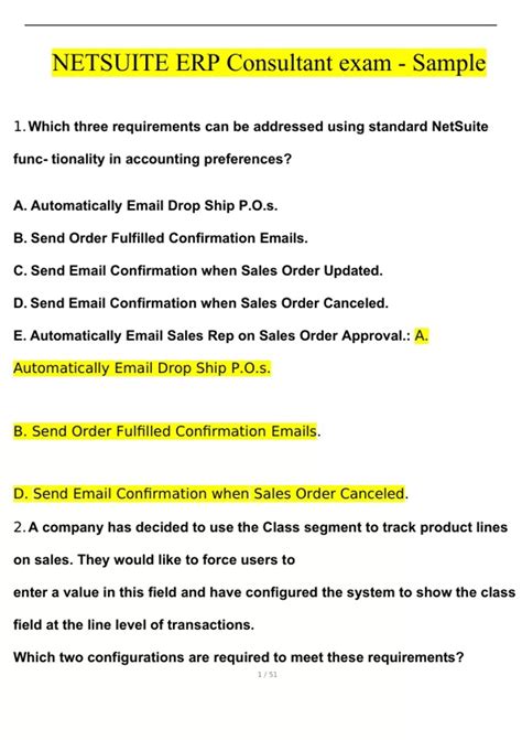 Netsuite Erp Consultant Exam Questions And Answers 2024 2025 Verified Answers Netsuite