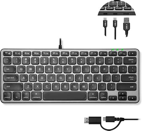 Macally Wired Keyboard For Mac With Usb Hub 2x Usb C 1x Usb A Small Apple Compatible