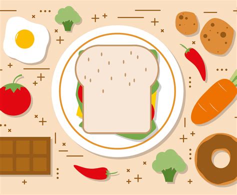 Free Flat Sandwhich Vector Illustration Vector Art And Graphics