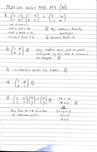 As Further Maths Matrices Basics Test Teaching Resources