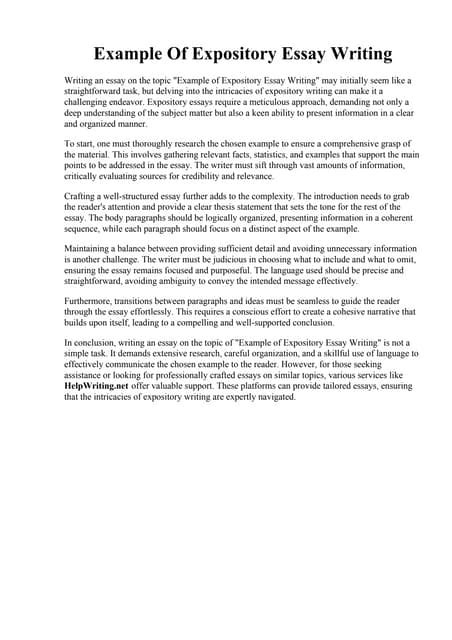 Example Of Expository Essay Writing Pdf