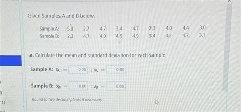 Solved Given Samples A And B Below A Calculate The Mean Chegg Com