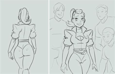 Rule 34 1girls 3boys Adora Ass Back View Between Labia Blush Boob Window Cameltoe Cleavage