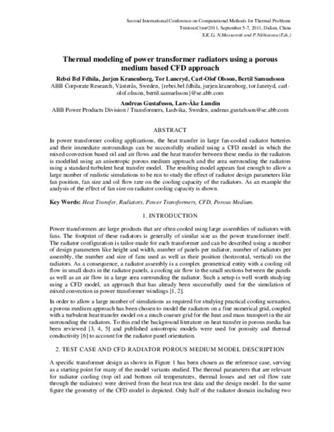 pdf thermal modeling of power transformer radiators using a porous