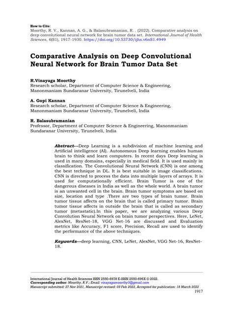 Pdf Comparative Analysis On Deep Convolutional Neural Network For Brain Tumor Data Set