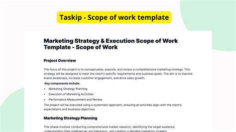 Marketing Strategy And Execution Scope Of Work Template Taskip