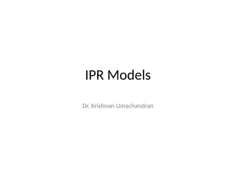 Pdf Ipr Models